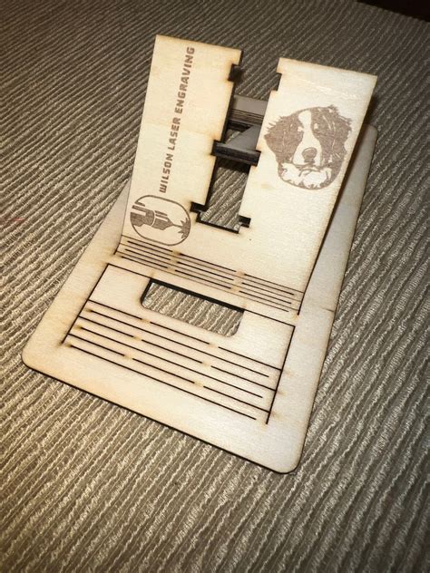 Phone Stand Laser Cut One Piece Phone Stand With Live Hinge File Etsy