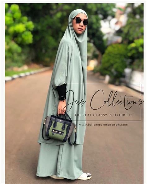 Bismillah Ready Stock French Khimar Zipper skirt Warna : Clary Sage ...