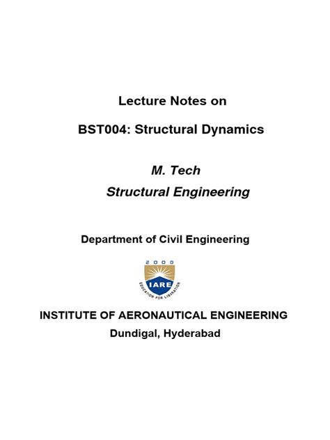 Dokumen Tips Lecture Notes On Bst004 Structural Dynamics Nbsppdf