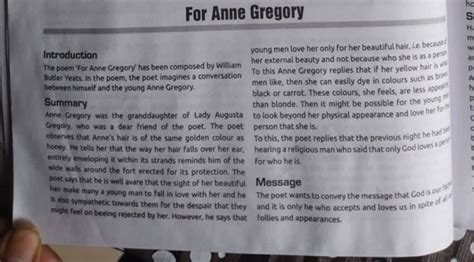 For Anne Gregory Introduction Young Men Love Her Only For Her Beautiful H
