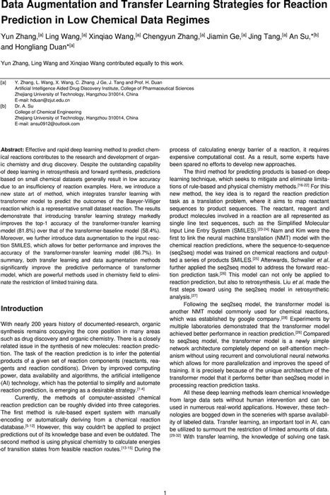 Data Augmentation And Transfer Learning Strategies For Reaction