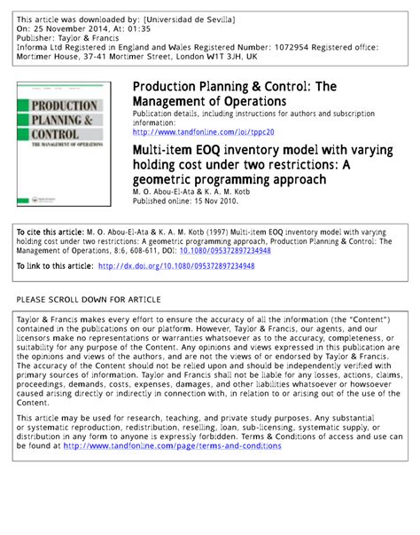 pdf multi item eoq inventory model with varying holding cost under