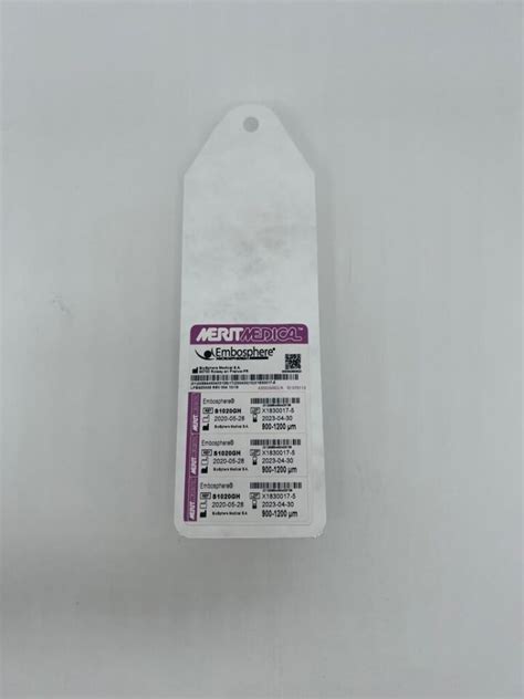 New Merit Medical S1020gh Embosphere Microspheres Pre Filled Syringe