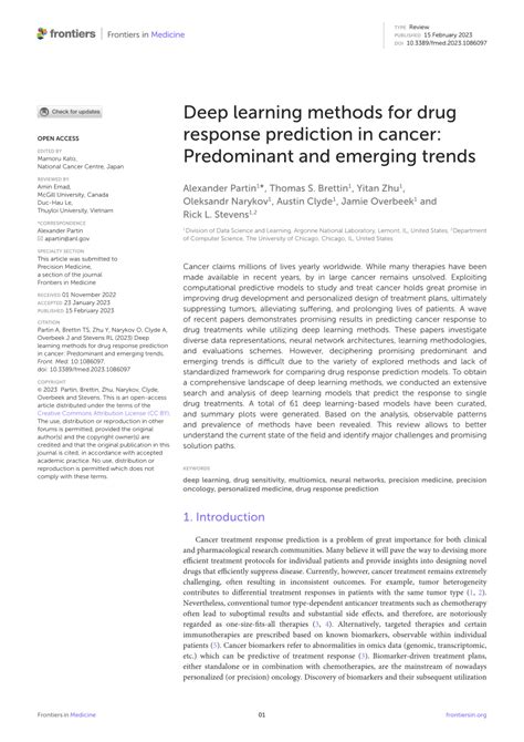 Pdf Deep Learning Methods For Drug Response Prediction In Cancer Predominant And Emerging Trends