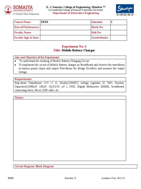 Expt 3 Mobile Battery Charger Pdf Rectifier Battery Charger
