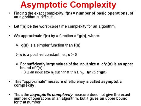 Complexity Analysis Part Ii Asymptotic Complexity Bigo Asymptotic