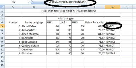 Penggunaan Rumus Fungsi IF Pada MS EXCEl Bloger Pemalang