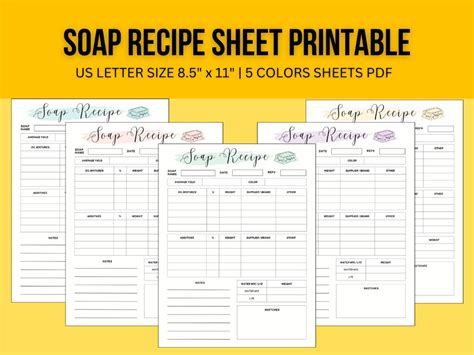 Printable Blank Soap Recipe Sheet Soap Making Recipe Cards Soap Maker Planner Soap Making Kit