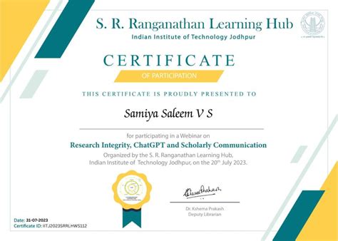 Samiya Saleem V S On Linkedin Webinar Webinarcertificate Chatgpt