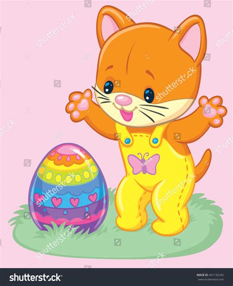 Happy Easter Kitten Found Decorated Easter Stock Vector Royalty Free 401132245 Shutterstock