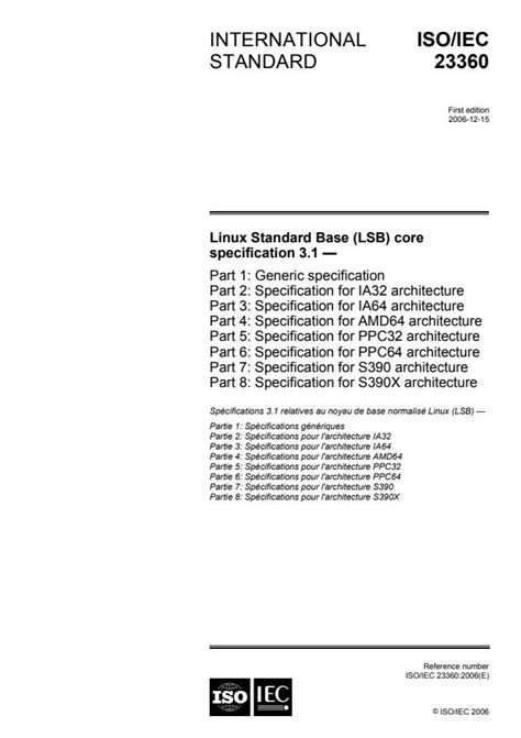 ISO IEC 23360 4 2006 Linux Standard Base LSB Core Specification 3 1 Part 4 Specification For
