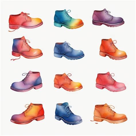 Premium Vector A Collection Of Colorful Shoes With Different Colors