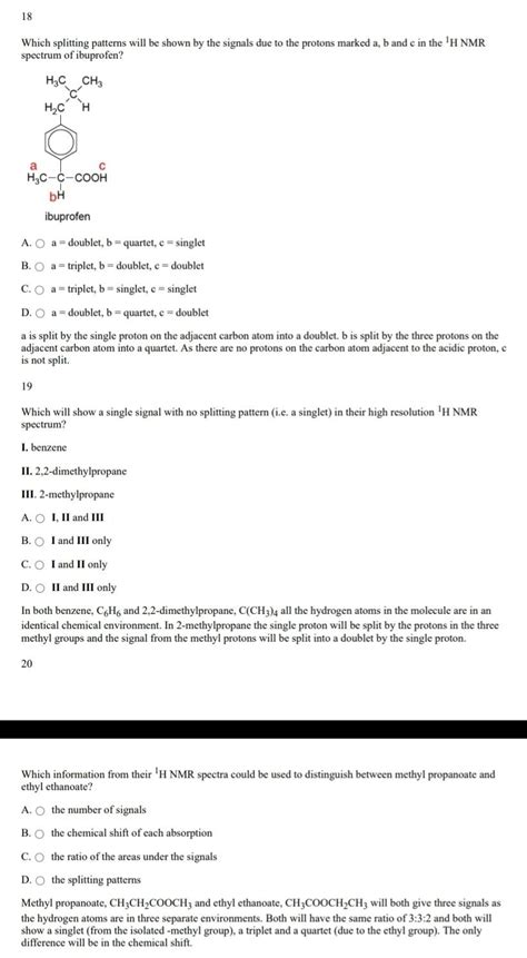 Solved 18 Which Splitting Patterns Will Be Shown By The
