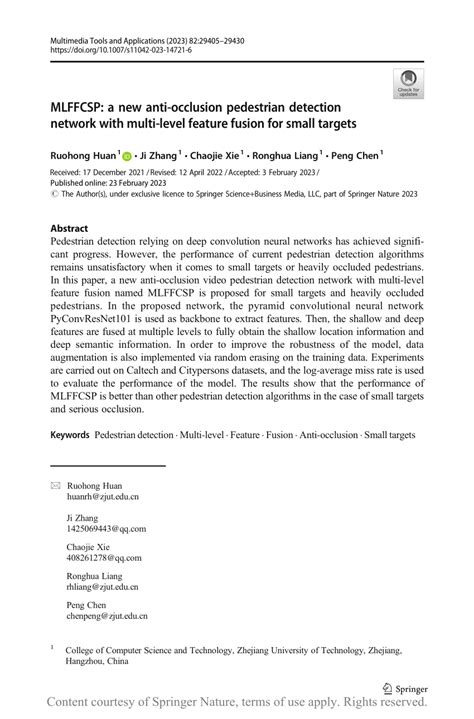 Mlffcsp A New Anti Occlusion Pedestrian Detection Network With Multi