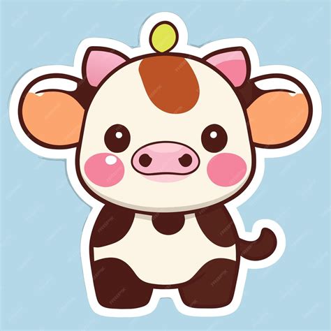 Premium Vector Cute Cow Kawaii Hand Drawn Cartoon Sticker Icon