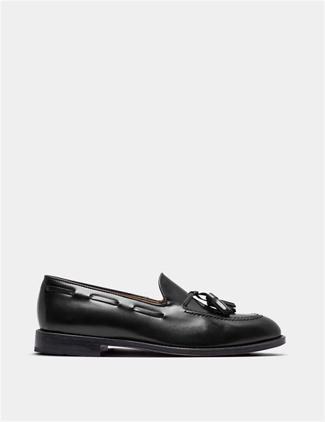 Mens Black Leather Tassel Loafer Hawes And Curtis