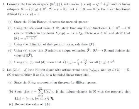 Solved Consider The Euclidean Space R With Norm Chegg