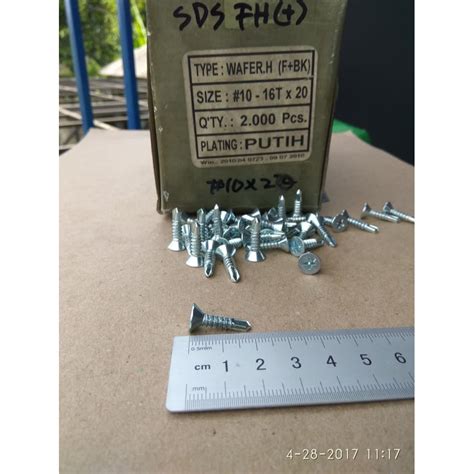 Jual Sekrup SDS 10x20 FH Flat Head Self Drilling Screw Panjang 4 8mm Shopee Indonesia