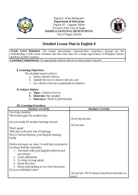 Cohesive Device Co 2020 2021 Republic Of The Philippines Department Of Education Region 02