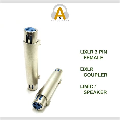 XLR Female Coupler Adapter Pin Gender Changer Connector For Mic Barrel Extension Speaker Mixer