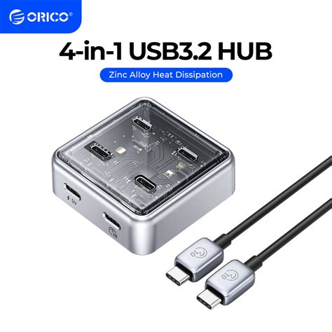 Orico Type C USB HUB 10Gbps với 2 USB A 2 USB C USB3 2 HUB Bộ chia USB cho Macbook Mac Mini