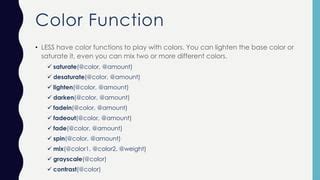 Less CSS Pre Processor Introduction PDF Web Development Internet