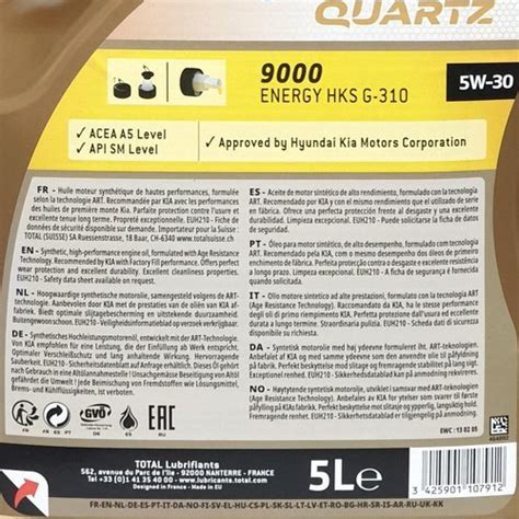 Total Quartz 9000 Energy HKS G-310 5W30 5L syntetyczny olej silnikowy