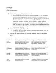 Celf 5 Docx Sidnie Carr Spau 467 Celf 5 Questionnaire 1 What Is The Purpose Of This Test