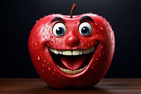 A Apple With A Funny Face On It S Head Stock Illustration Illustration Of Funny Face