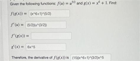 solved given the following functions f u u5 2 and