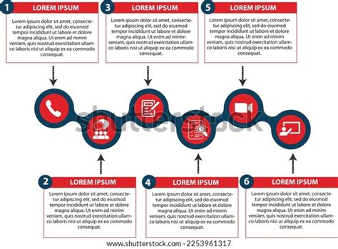 Flow Process Vector 6 Iconsinfographics Business Stock Vector Royalty Free 2253961317