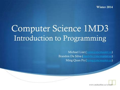 Ppt Computer Science 1md3 Introduction To Programming Powerpoint Presentation Id8862203