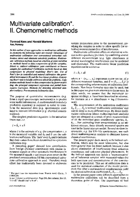 Pdf Multivariate Calibration Ii Chemometric Methods