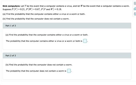 Solved Sick Computers Let V Be The Event That A Computer Chegg Com