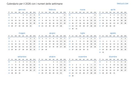 Calendario Per Il 2026 Con Settimane Stampa E Scarica Il Calendario