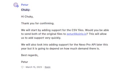nexo pro csv file koinly support koinly