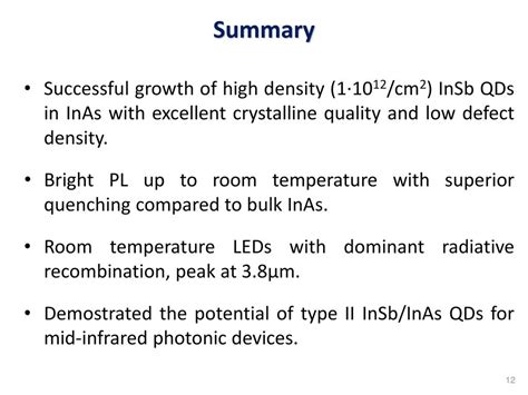 Insb Quantum Dots For High Efficiency Mid Ir Leds Ppt Download