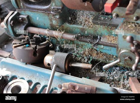 Working Lathe And Chuck Stock Photo Alamy