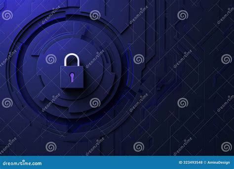 A Digital Padlock Depicted On A Blue Circuit Background Symbolizes Cybersecurity Measures Stock