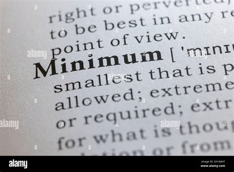 Fake Dictionary Word Dictionary Definition Of Minimum Stock Photo Alamy