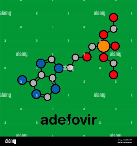 Adefovir Hepatitis B And Herpes Simplex Virus Hsv Drug Molecule Stylized Skeletal Formula