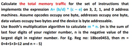 Solved Calculate The Total Memory Traffic For The Set Of