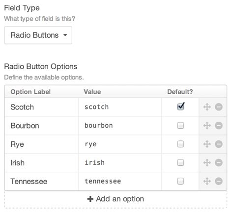 Radio Buttons Fields Craft CMS Documentation 2 X