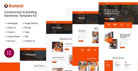 buildoit construction and building elementor template kit