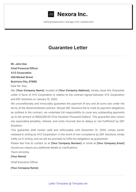 Free Sample Warranty Letter Template to Edit Online