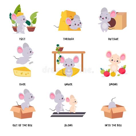 Little Mouse And English Language Preposition For Educational Activity