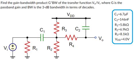 Solved Find The Gain Bandwidth Product Gbw Of The Transfer
