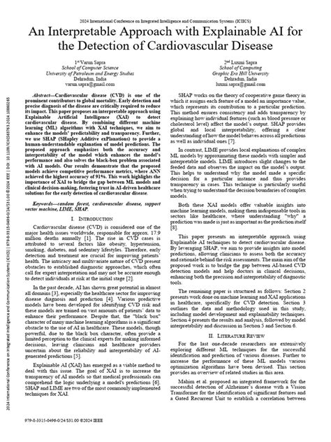 An Interpretable Approach With Explainable Ai For The Detection Of Cardiovascular Disease Pdf