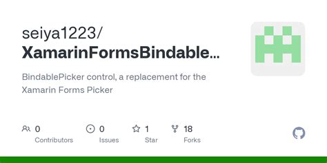 Github Seiya1223xamarinformsbindablepicker Bindablepicker Control