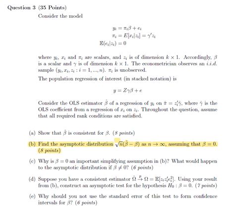 Asymptotic Theory Question Reconometrics